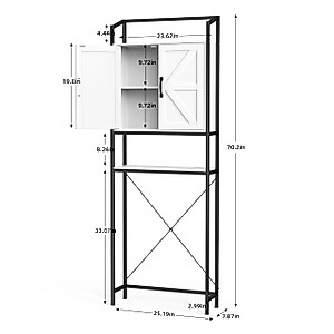 HAUXITIO Over The Toilet Storage Cabinet - Home Space Saving Toilet Rack, Farmhouse Above Toilet Shelf Organizer with Barn Doors for Bathroom, Laundry, Balcony