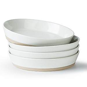 famiware Saturn 4 Pieces Pasta Bowls Set, 8.75 inch Salad Bowls, Stackable, Large Capacity, Perfect for Your Friend for Housewarming, Thanksgiving, White