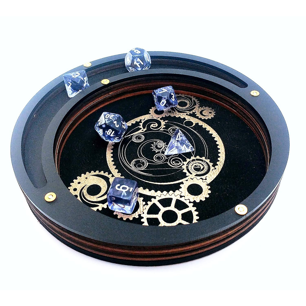 C4Labs 7.25" Padded Vegan Leather Eclipse Dice Tray - Celestial Clockwork