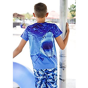 RAISEVERN Boys Girls Shark Shirts T-Shirt Students Unisex Short Sleeve Tops Casual Tees for Kids Holiday School Outfits 9-12 Years