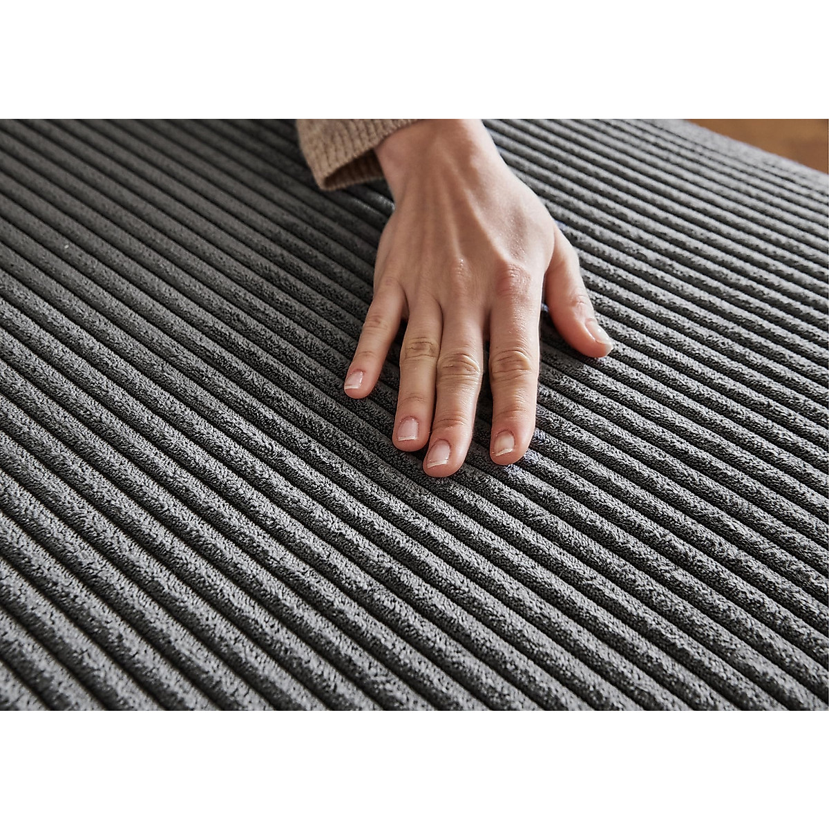 Nolany Sectional Couch with Storage Ottoman, Corduroy Modular Corner Sectional Sofa, U Shape Sectional Couches for Living Room, Dark Grey