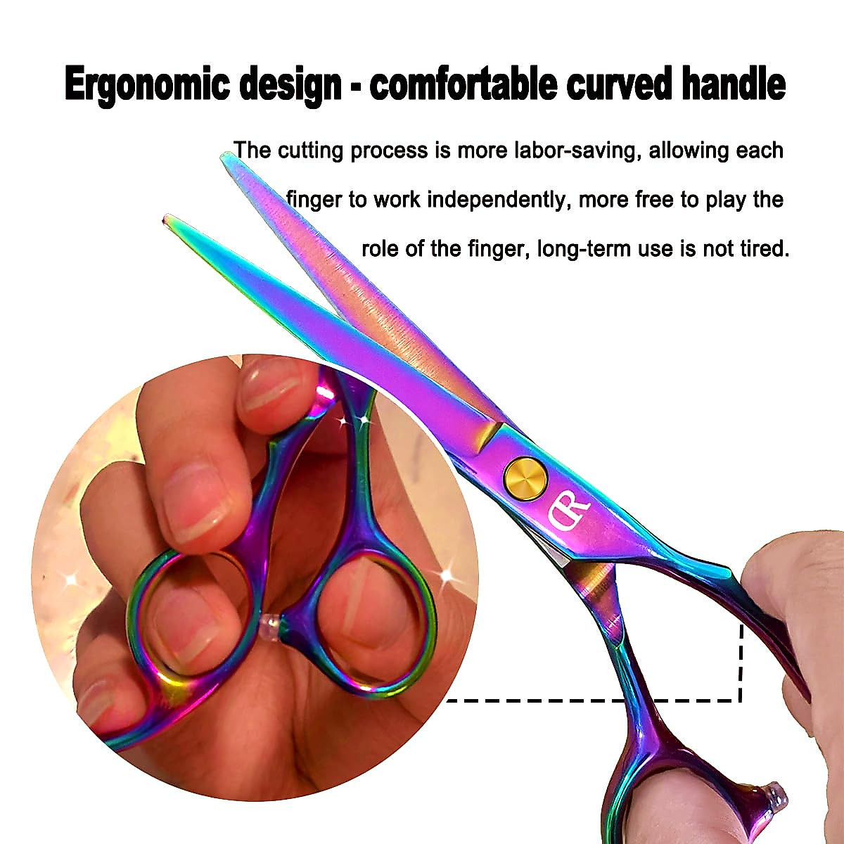 Professional Hair Cutting Shears Set,6 Inch Barber Hair Cutting Scissors Kit,Hairdressing Thinning Shears for Hair Cutting,Sharp Blades Haircut Scissors Kit for Women/Men/Kids (Rainbow)