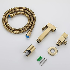 Handheld Bidet Sprayer for Toilet Brass Bathroom Cloth Diaper Sprayer Set with Single Cold Water, Wall Mount Toilet Bidet Sprayer Kit for Feminine Hygiene,Black (Color : Brushed Gold)