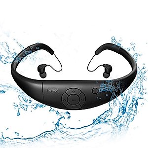 Waterproof MP3 Player for Swimming, Tayogo IPX8 8GB Underwater Headphones with Shuffle Feature, for Water Sports, Running, Diving-Black