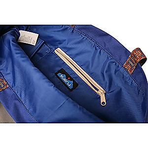 KAVU Twin Falls Tote Shoulder Strap Canvas Color Block Bag- Sepia Sky