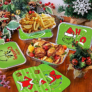 Biawoy 24Pcs Christmas Aluminum Foil Containers with Lids, Christmas Cookie Tins with Lids, Christmas Treat Containers Holiday Gift Giving and Food Storage Containers, Disposable Leftovers Containers