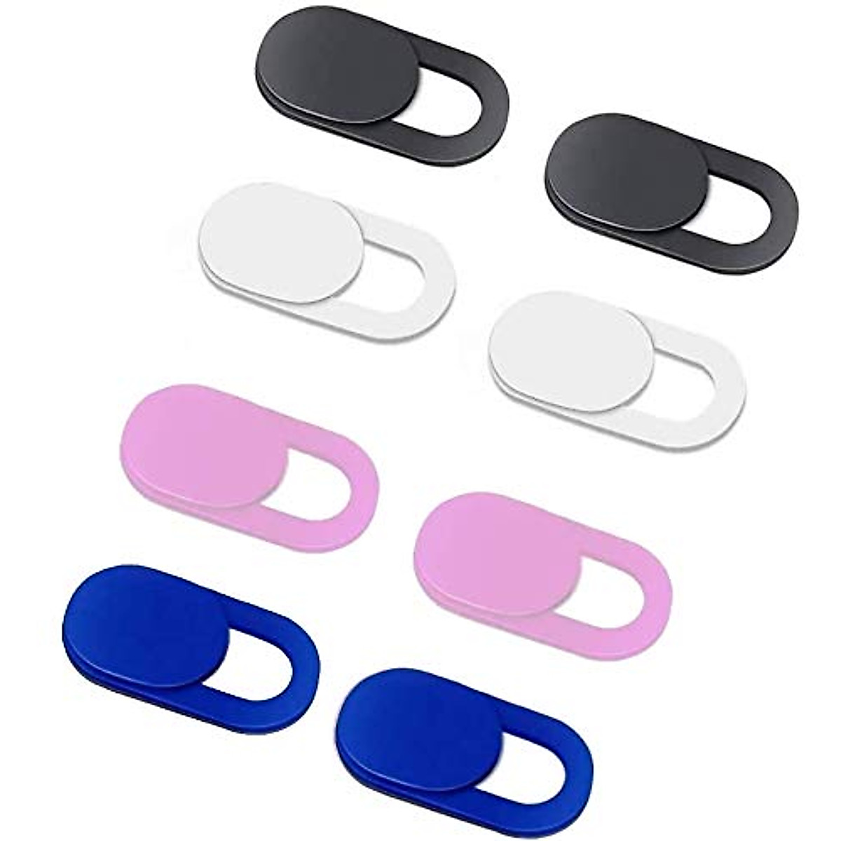 California JOS 8 Pack (2 Black+2 Pink+2 White+2 Blue) 0.027 inch Ultra Thin Webcam Cover Slide Camera Blocker Protect Your Security for Laptop, PC, iPad, iPhone, Mac