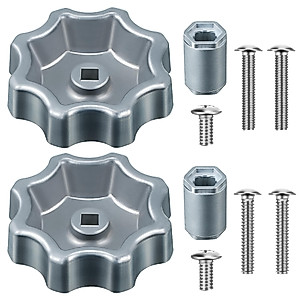 2 Pack Outdoor Faucet Handle, Water Spigot Handle Compatible with Danco 10006, Hose Bib Handle with Adapter and Screws for 8&12 Point Round Broach, 0.26", 0.28", 0.31"&0.38" Square Broach, Silver