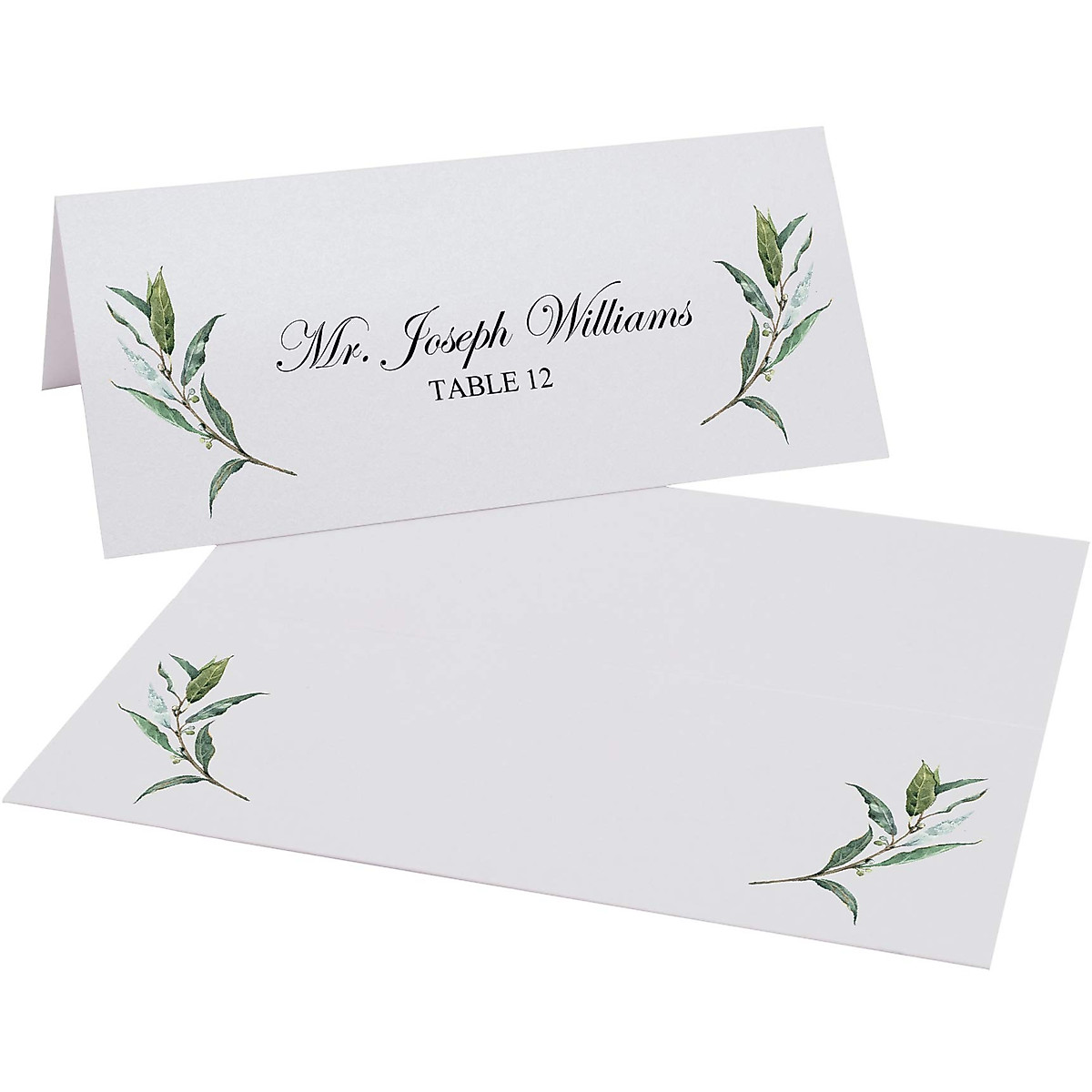 Laurel Wreath and Greenery Corner Printable Place Cards, Set of 60 (10 Sheets), Laser & Inkjet Printers - Wedding, Party, Dinner, and Special Events - Made in The USA