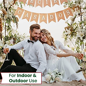 Mandala Crafts Burlap Recien Casados Banner - Recien Casados Sign Newly Weds Banner – Spanish Just Married Banner for Wedding Party Backdrop