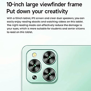doder 10in Tablet, USB C Rechargeable Green Gaming Tablet 100 to 240V 5MP 13MP Camera Octa Core for Travel (Green)