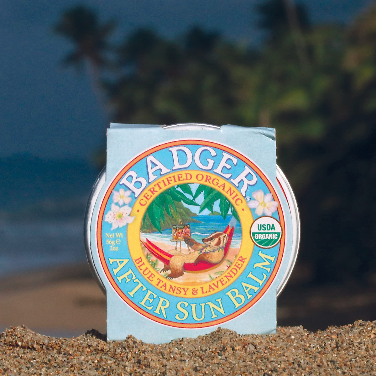 Badger - After Sun Balm, Blue Tansy & Lavender, Rescue Balm, Soothing & Cooling Balm for Tight Dry Skin After Sun Exposure, Certified Organic, 2 oz