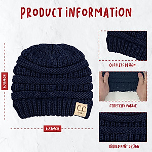 Funky Junque Exclusives Infant Winter Beanie, Newborn Winter Hat 100% Acrylic Material, Ribbed Knit Design, Moisture-Wicking Properties, Baby Beanies 6-12 Months Toddler Winter Hat (Black)