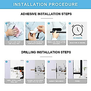 ASTOFLI Paper Towel Holder Under Cabinet, Self Adhesive and Drilling Paper Towel Holder Wall Mount, Under Cabinet Paper Towel Holder for Kitchen, Black Paper Towel Holder SUS304 Stainless Steel