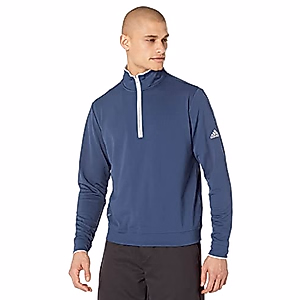 adidas Golf Men's Standard UPF Quarter Zip Pullover, Crew Navy, Medium