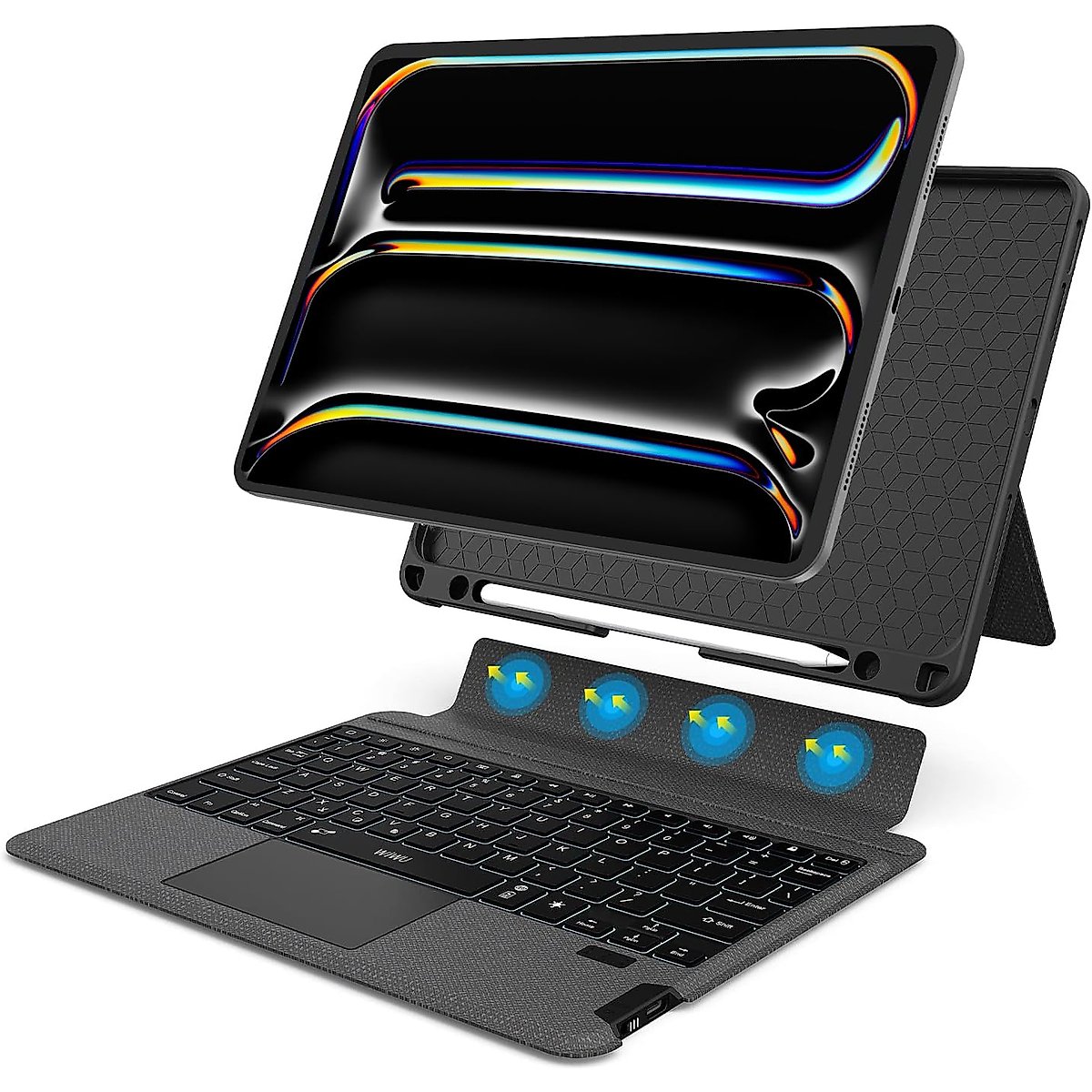 WIWU iPad 9th/8th/7th Generation Case with Keyboard, Detachable Case with Vertical Support, for Air 3rd, iPad Pro 10.5 inch,Trackpad,7 Color Backlit