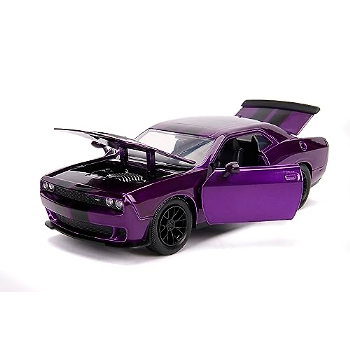 2015 Challenger SRT Hellcat Purple with Black Stripes Big Time Muscle 1/24 Diecast Model Car by Jada 31063