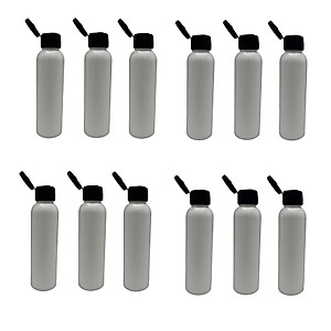 Natural Farms 4 oz White Cosmo Plastic Bottles -12 Pack Empty Bottle Refillable - BPA Free - Essential Oils - Aromatherapy | Black Flip Top Snap Cap - Made in the USA