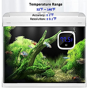 Digital Fish Tank Thermometer Stick on LED Thermometer for Aquarium Glass Containers Reptile Tank Thermometer with HD Backlit Screen, Energy-Saving & Accurate Temperature Senor