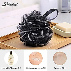 Shower Puffs Loofahs Sponge for Body Wash, Bath Mesh Poufs Luffa sponges for Women Men Kids, Exfoliating Body Scrubber Shower Ball Buff Bath Scrunchies for Skin Cleansing, Large 75g XL 3pack