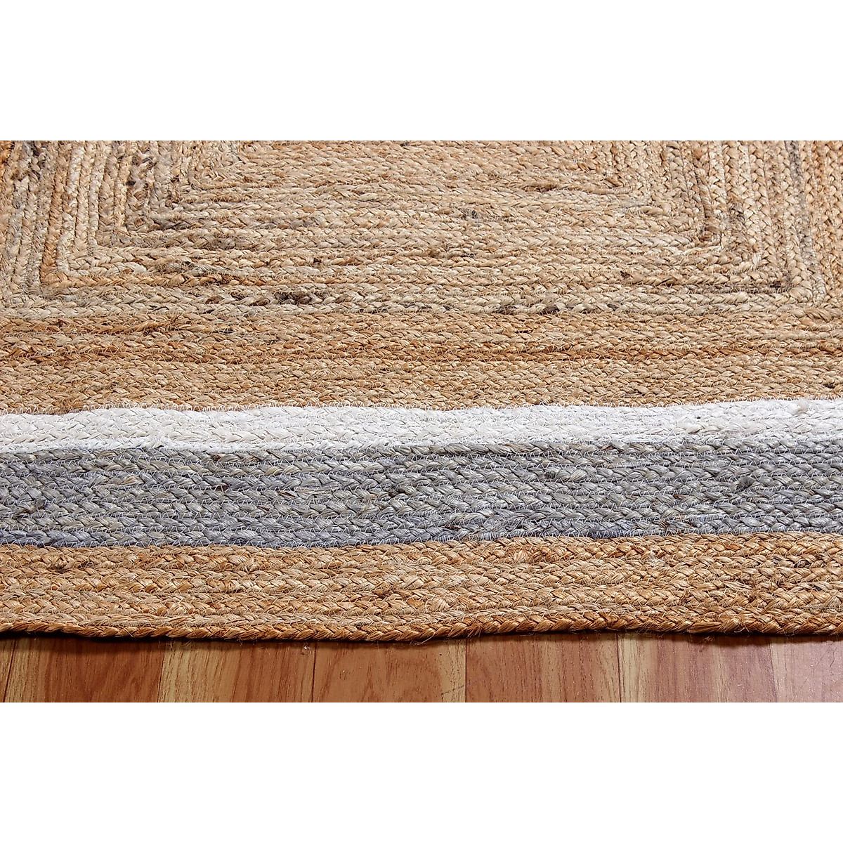 CASAVANI Heavy Material Hand Braided Jute Rug 8 Square Area Rug Kilim Rug Natural Jute Rug Beige Multi Hand Woven Rug Flatweave Rug Indoor Outdoor Rugs for Dining Room Custom Mat Hall Room