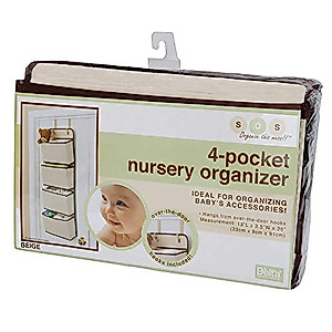Delta Children 4 Pocket Over The Door Hanging Organizer - 2 Pack, Easy Storage/Organization Solution - Versatile and Accessible in Any Room in the House, Beige
