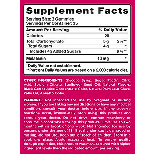 PINK Melatonin Gummies | 10mg | Max Potency | Vegan, Non-GMO & Gluten Free | 70 Count | Mixed Berry Flavor