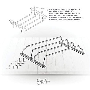 CairnCradle Whiskey Glass Rack - Under Cabinet Whisky Tasting Glasses Holder Storage Hanger Metal Organizer for Bar Kitchen (2 Across x 3 Deep, Polished Stainless)