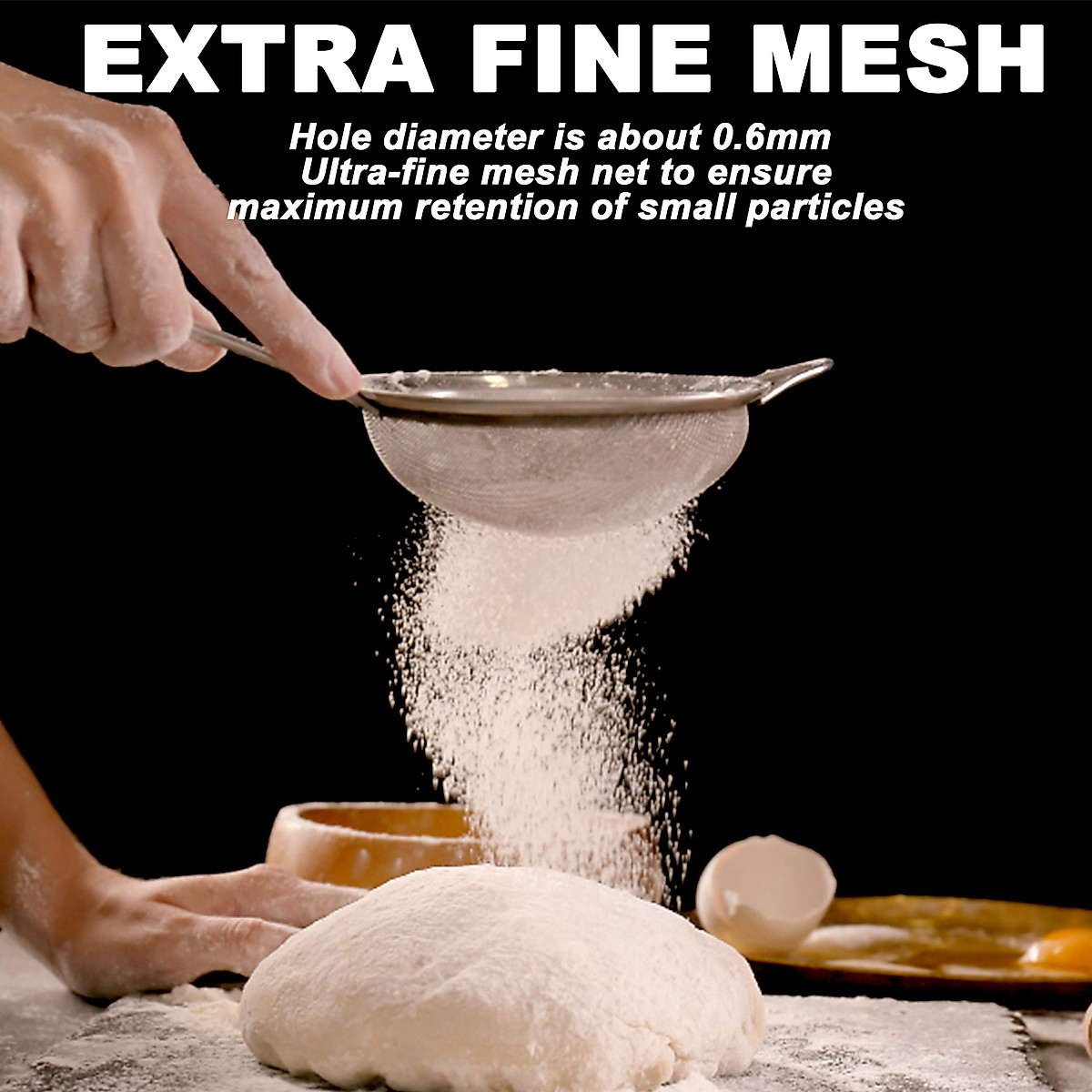 Anaeat Fine Mesh Strainers - Premium Stainless Steel Colander Sieve Sifters, with Durable Mesh and Sturdy Handle, Excellent for Sifting Dry ingredients, Flour, Pastas, Rice, Tea (6.3"）