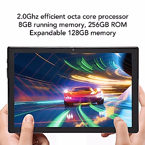 2 in 1 Tablet 10.1 Inch 12 8GB 256GB 16MP Camera Octa Core Processor WiFi GPS BT Tablet PC with Keyboard Blue (US Plug)