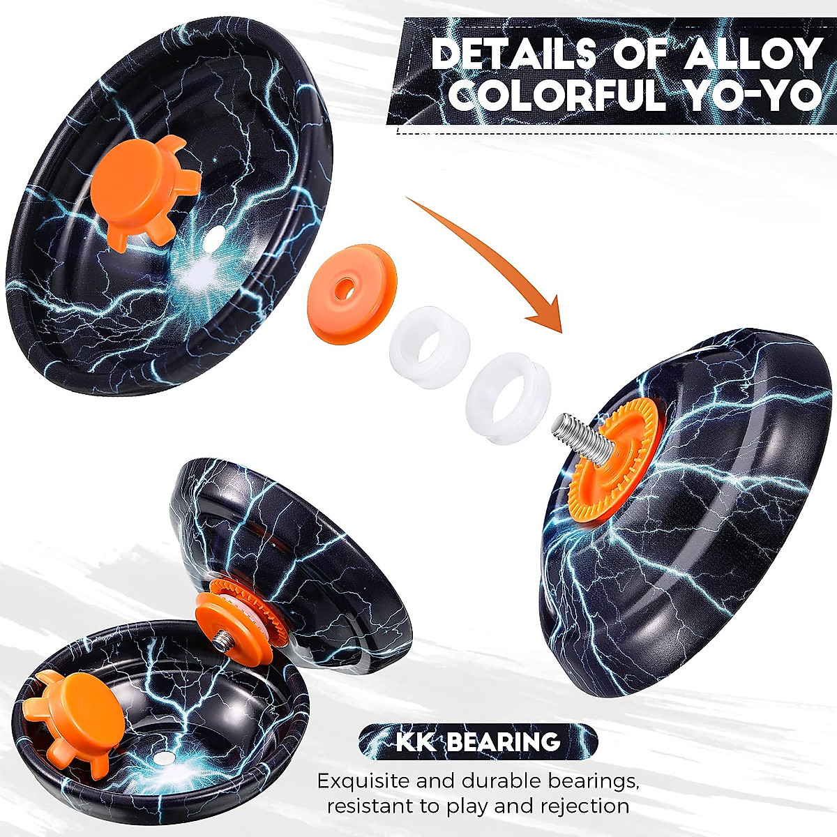 4 Pieces Yoyo Alloy Responsive Ball, Metal Yoyo String Trick Ball for Beginners, Boys, Adults Players Auto Return Technology Ball(Multi Style)