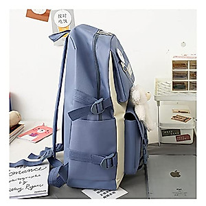 MQUN kawaii backpack set 5pcs aesthetic backpack with Pendant Lunch Bag, Pencil Case, Handbag, Coin Purse for Teen Girls School Backpack