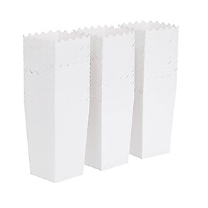 100 Pack White Popcorn Boxes for Party, Bulk Paper Treat Containers for Movie Night Decorations (3.3 x 5.5 x 3.5 in)