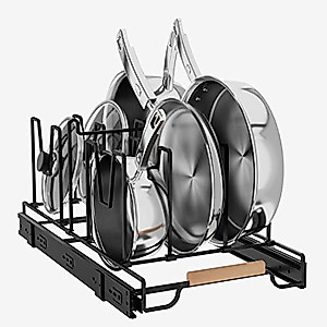 KES Pull Out Cabinet Organizer, Pot and Pan Organizer for Cabinet 12" W * 21" D Cookware Organizer Slide Out for Pans, Pots, and Lids Matte Black Under Sink Organizers and Storage, KPR500W30D53-BK
