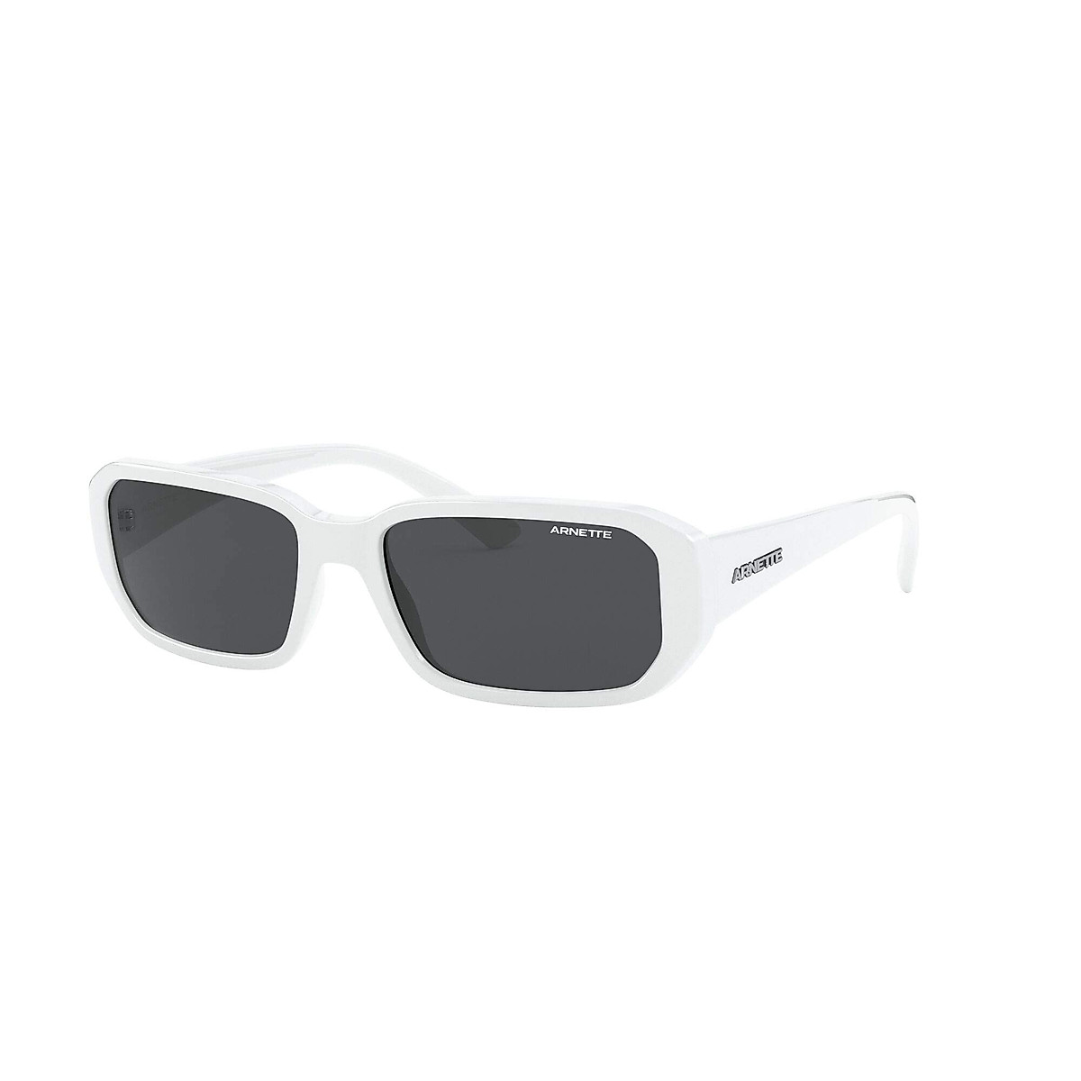 ARNETTE Man Sunglasses Shiny White Frame, Dark Grey Lenses, 55MM