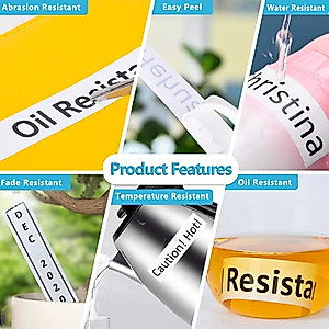 Hehua 24mm 0.94 Laminated White Tape Compatible for Brother P-Touch Label Maker Tapes TZe-251 TZe251 TZ-251 TZ251 for Ptouch Label Machine PTD600 PTD600vp, Black on White Tape, Water Resistant, 4-Pack