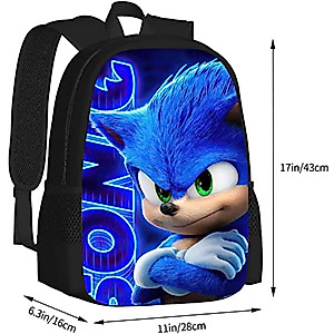 zhiming HedgeHog Cartoon Backpack for School,Teens Bookbag Game Laptop Bags Pack 3D Printed 17 Inch for Gift(so blue 2)