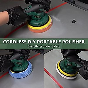 EYPINS Car Polishers and Buffer,6" Cordless Car Polisher for Car Waxing and Polishing,Rechargeable,Random Orbital DA Polisher Buffer,6-level Variable Speed,25Pcs Buffer Polisher Machine Kit