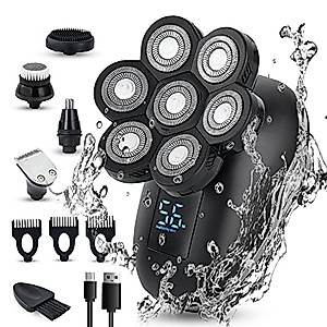 Electric Head Shavers for Men, Bald Head Shavers for Men, Head Shavers for Bald Men, Head Razor for Bald Men,Head Shaver with Nose Hair Sideburns Trimmer, LED,Travle Lock (Black)