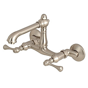 Kingston Brass KS7228BL English Country Kitchen Faucet, 6-5/8" in Spout Reach, Brushed Nickel