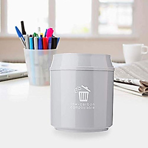 Mini Desktop Trash Can Storage Tube Push Creative Trash Can Kitchen Small Trash Bathroom Trash Blue(Gray)