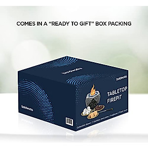 Tabletop Fire Pit Table Top Firepit Indoor Fire Pit Tabletop Fireplace with Collapsible Skewer 3 Golden Plates Portable to Outdoor Patio Balcony to Roast Smores Rubbing Alcohol Fuel 11" Large Bowl