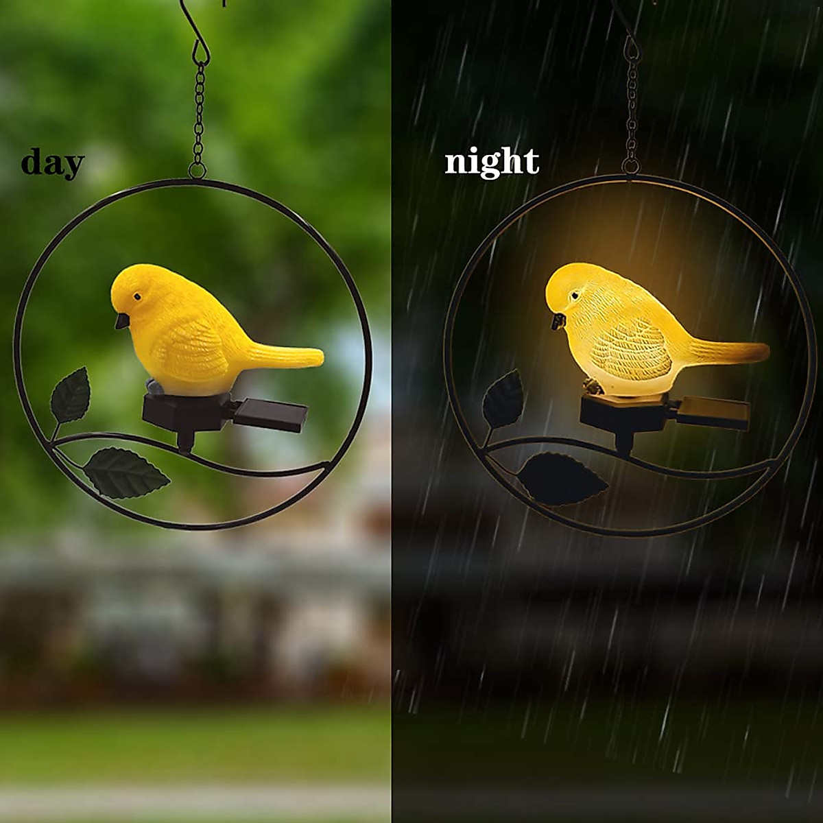 BWWNBY Hanging Solar Lights Outdoor Garden Bird LED Lights Solar Garden Lights Garden Lighting Decoration, Iron Art Chandelier Simulation Animal Lamp(Bird)