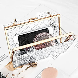 Clear Purse Acrylic Box, Women Evening Clutch Bag, Transparent Stadium Approved Crossbody Shoulder Handle Handbag Fits Party, School Prom & Concerts