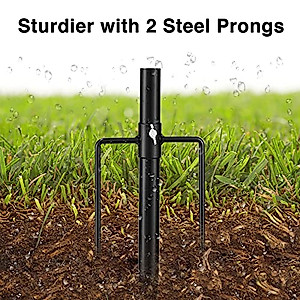 Black Flag Poles for Outside in Ground - 8FT Flag Pole for House with 2 Pronges Base - Stainless Steel Flag Pole Kit with 3x5FT American Flag for Yard Residential Commercial