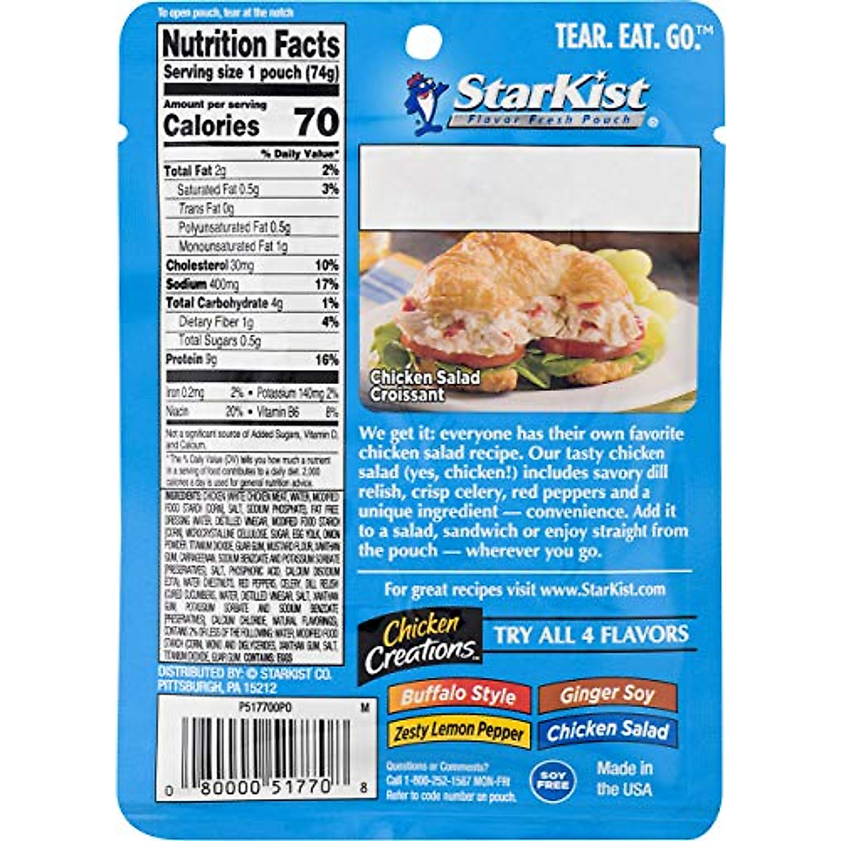 StarKist Chicken Creations, Chicken Salad, 2.6 oz Pouch (Pack of 12) & Tuna Creations Deli Style Tuna Salad, 3 oz pouch (Pack of 12) (Packaging May Vary)