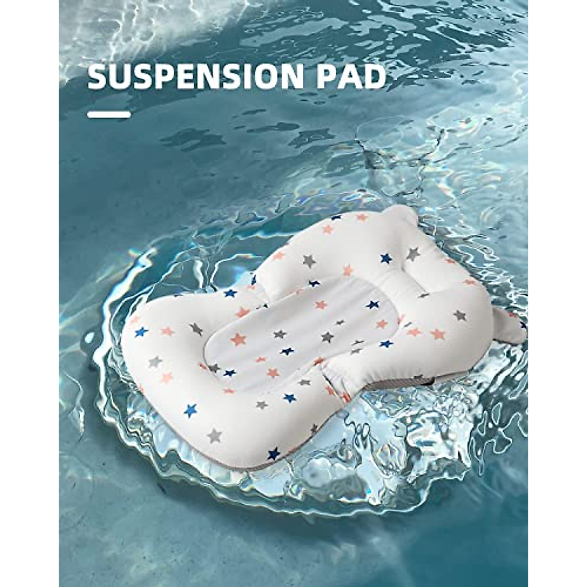 NAPEI Collapsible Baby Bathtub,Baby Bath Tub with Soft Cushion & Thermometer,Portable Travel Bathtub with Drain Hole,Durable Baby Bathtub Newborn to Toddler 0-36 Months(Blue+ Floating Soft Cushion)