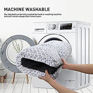 Washable Dog Bed Deluxe Plush Dog Crate Beds Fulffy Comfy Kennel Pad Anti-Slip Pet Sleeping Mat for Large, Jumbo, Medium, Small Dogs Breeds, 35" x 23", Gray