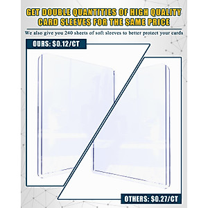 Top Loader Card Sleeves 480 ct, 35 PT Premium 240 Top Loader and 240 Clear Soft Sleeves for Cards Thick Hard Plastic Card Sleeves, 3" x 4" Trading Cards Protector for Sports Cards, Trading Cards