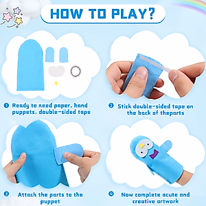 12 Pieces DIY Hand Puppets Making Kit Felt Sock Creative Art Craft Making Your Own Puppets Colorful Pompoms Wiggle Googly Eyes Storytelling Role Play Party Supplies